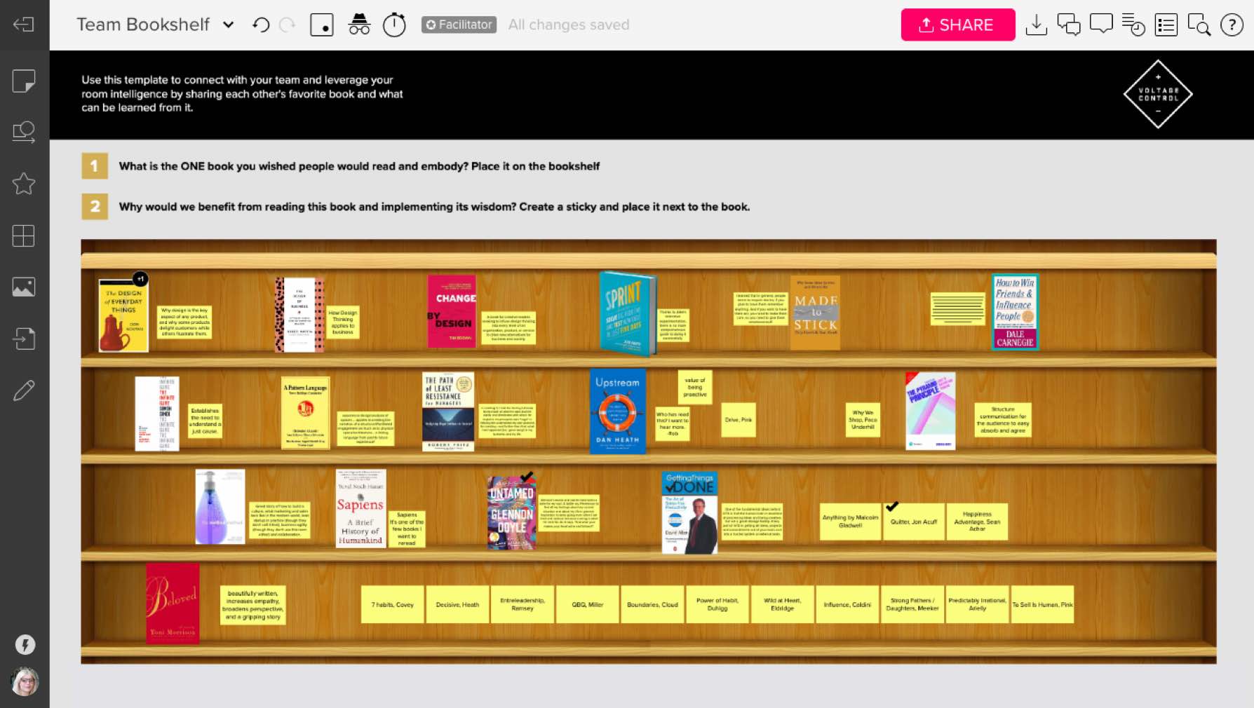 Team Bookshelf Mural & Miro Template + Voltage Control